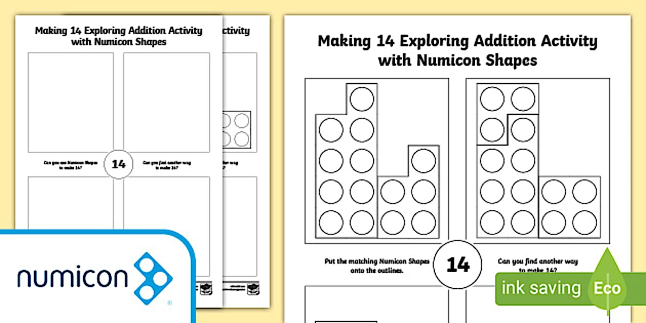 👉 Making 14 Exploring Addition Activity with Numicon Shapes